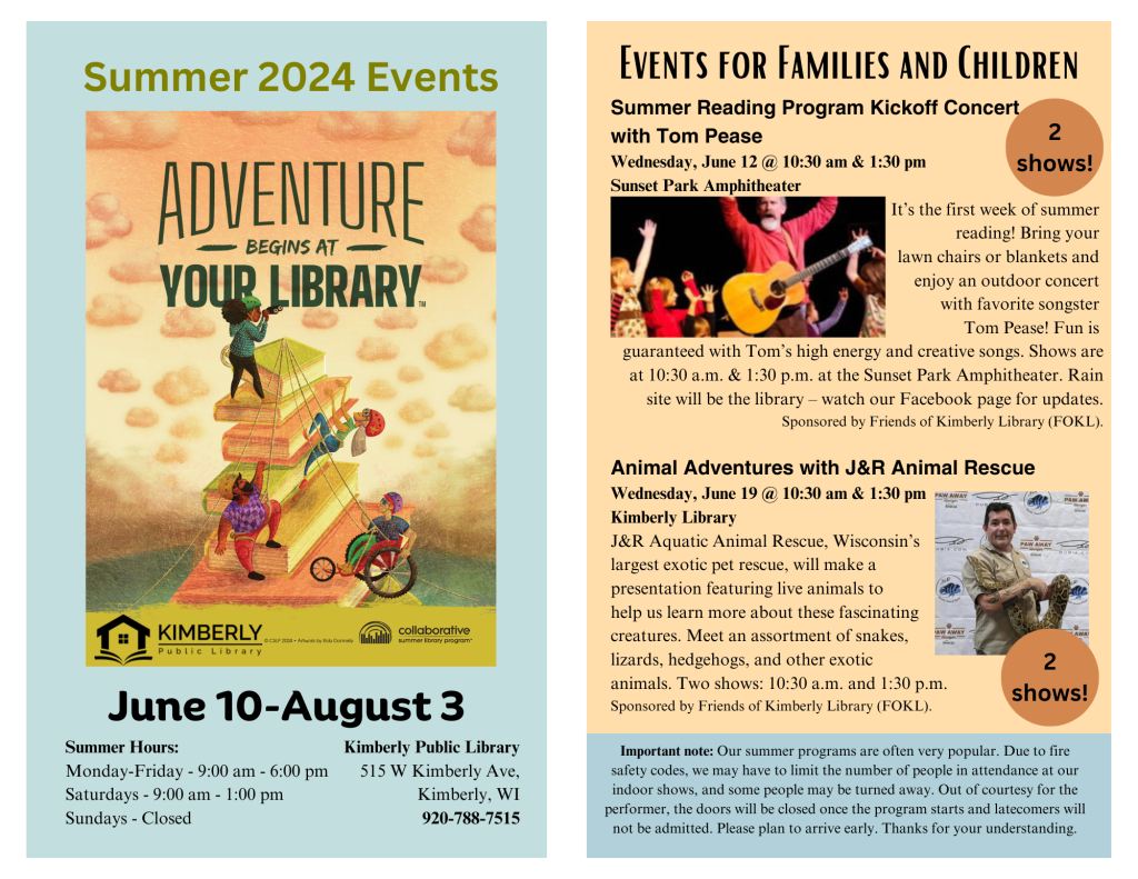 2024 Summer Reading Program – Kimberly Public Library